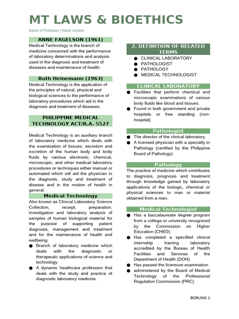 MT Laws Bioethics Reviewer | PDF