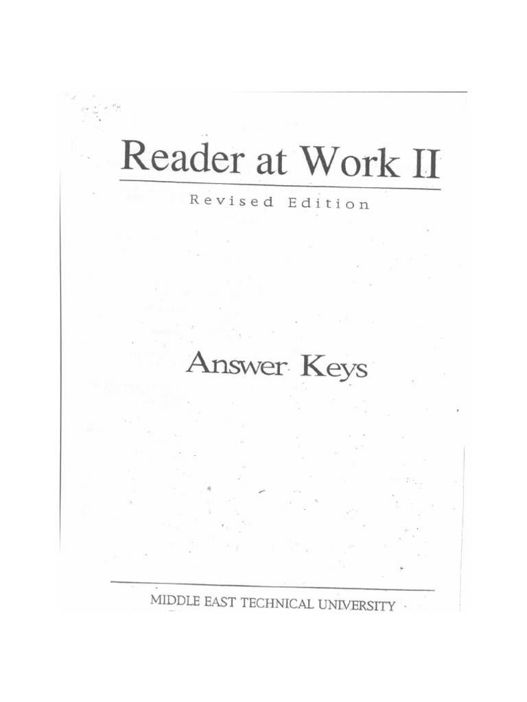 Reader at Work Cevap Anahtari | PDF