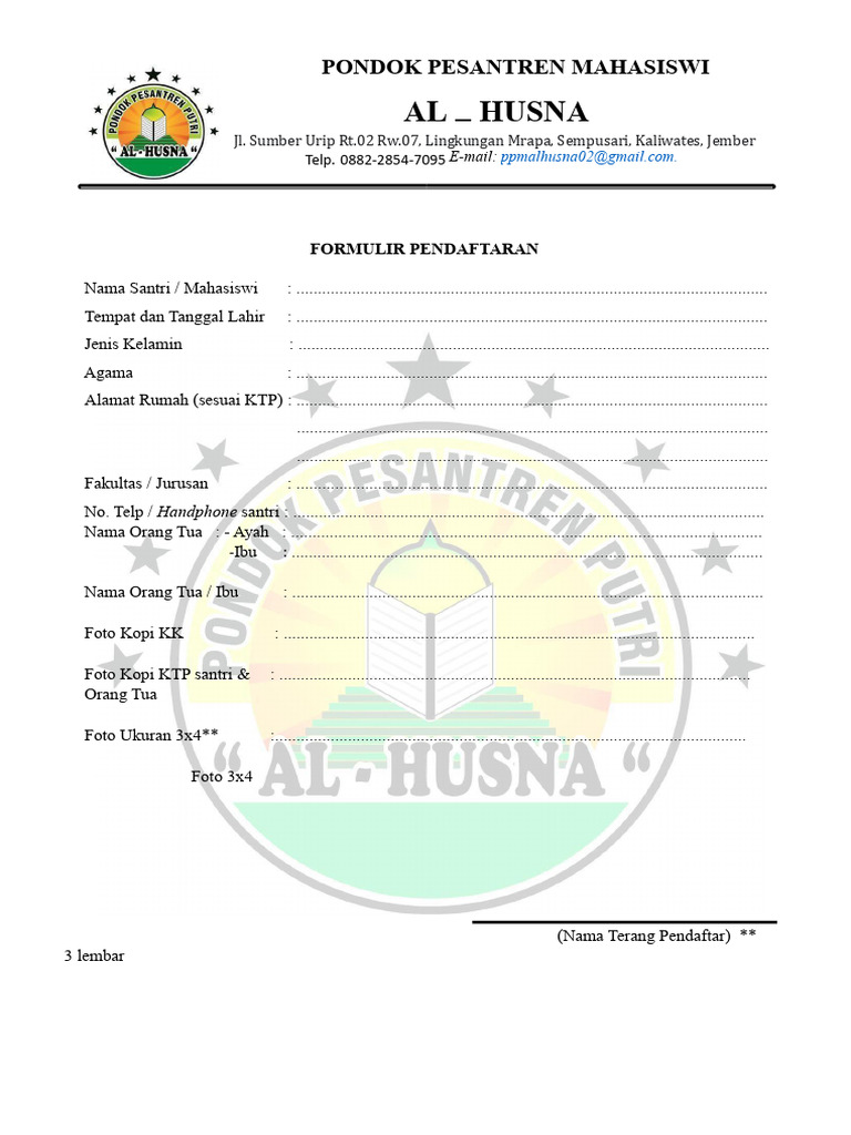 Formulir Pendaftaran Pdf