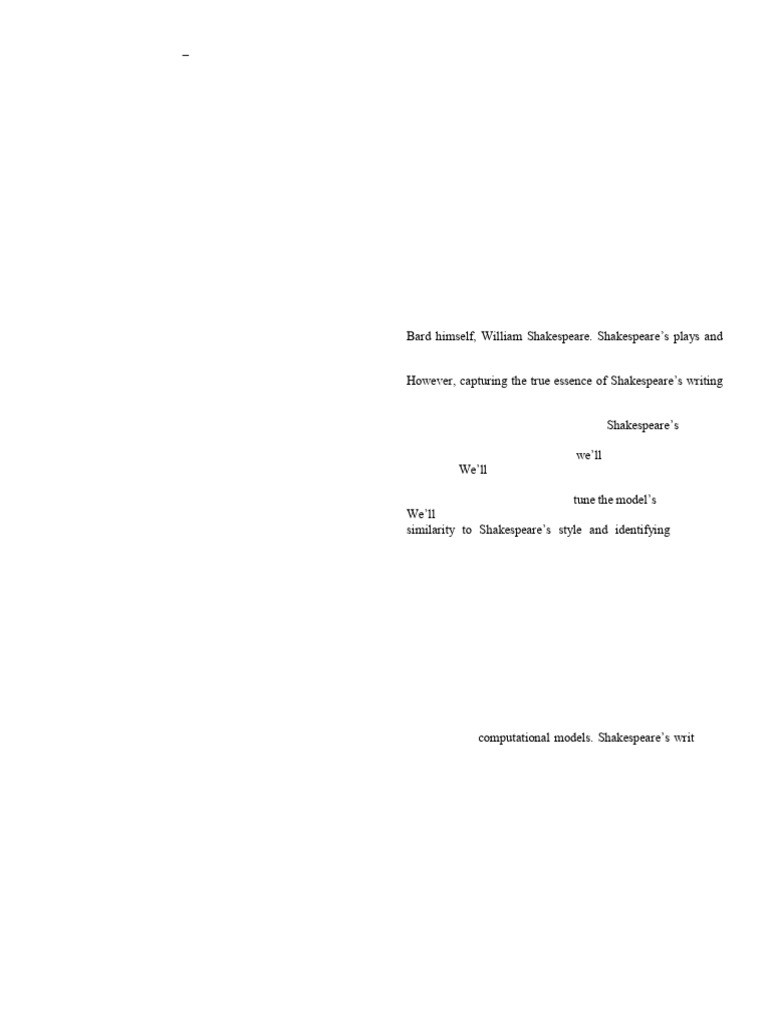 Character-Level Text Generation For Shakespearean Style With LSTMs ...