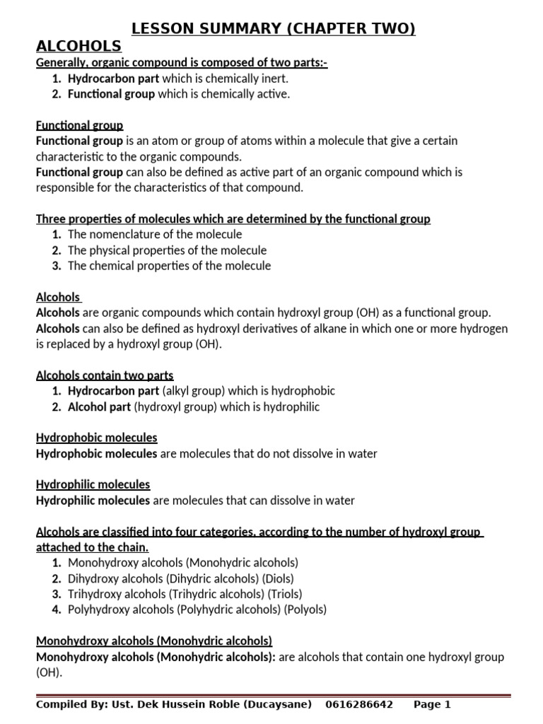 Chemistry Lesson Summary Chapter Two | PDF