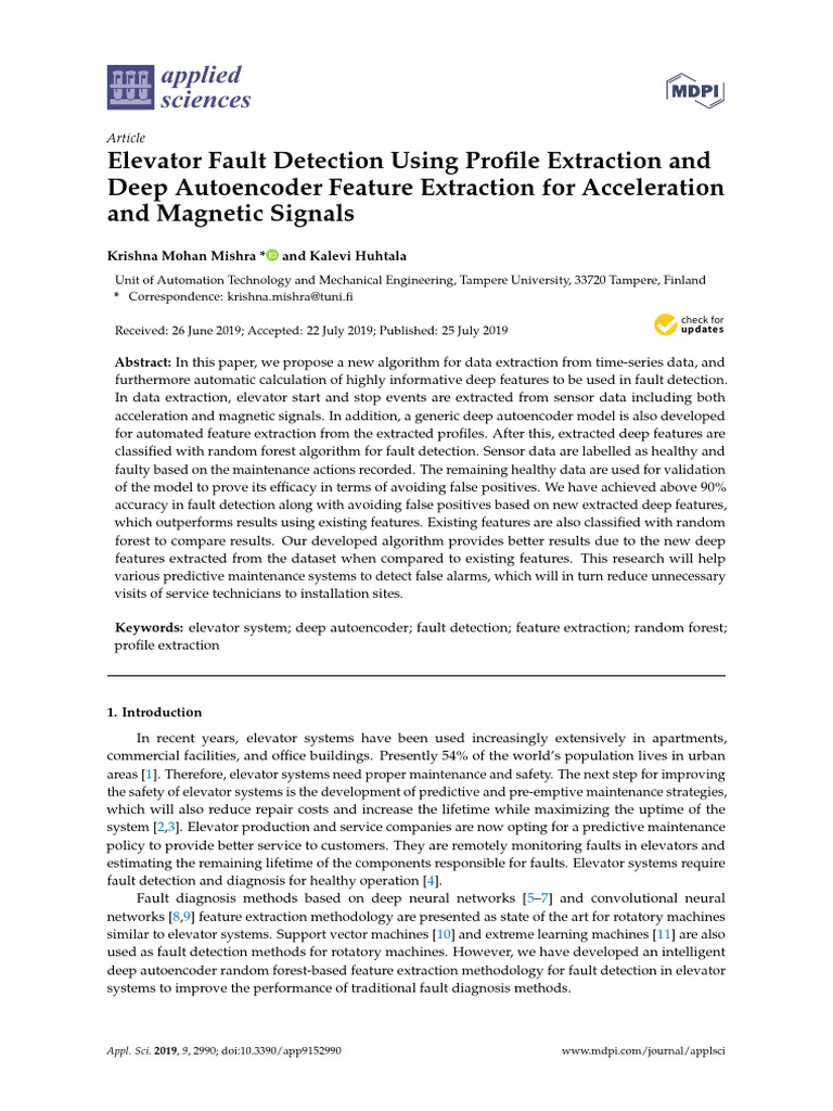 Elevator Fault Detection Using Profile Extraction Pdf