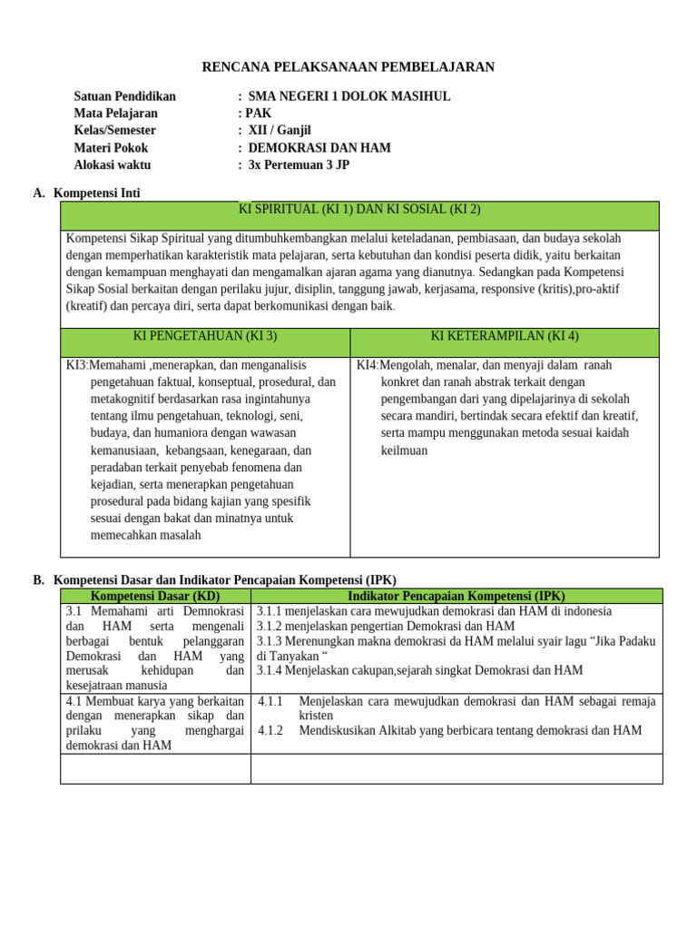 RPP Sem Ganjil | PDF