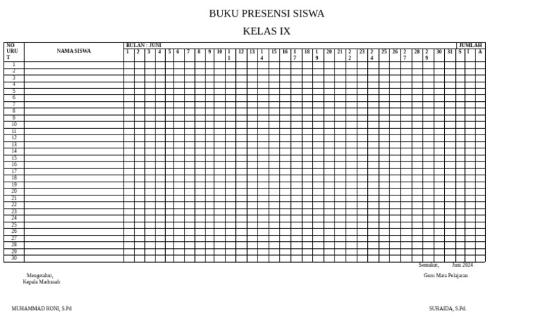 Buku Presensi Siswa Pdf