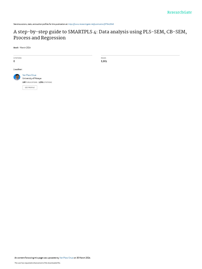 A Step-By-Step Guide To SMARTPLS 4 - Data Analysis Using PLS-SEM CB-SEM Process and Regression | PDF