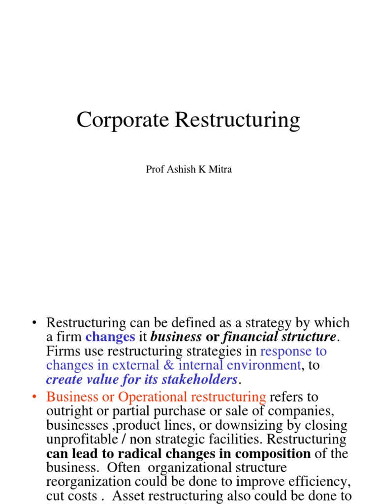Corporate Restructuring | PDF | Takeover | Mergers And Acquisitions