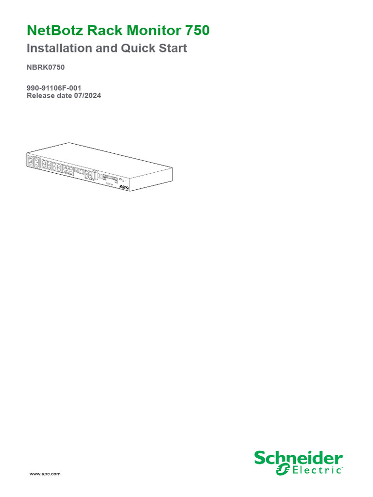 Installation and Quick Configuration NetBotz Rack Monitor 750 | PDF