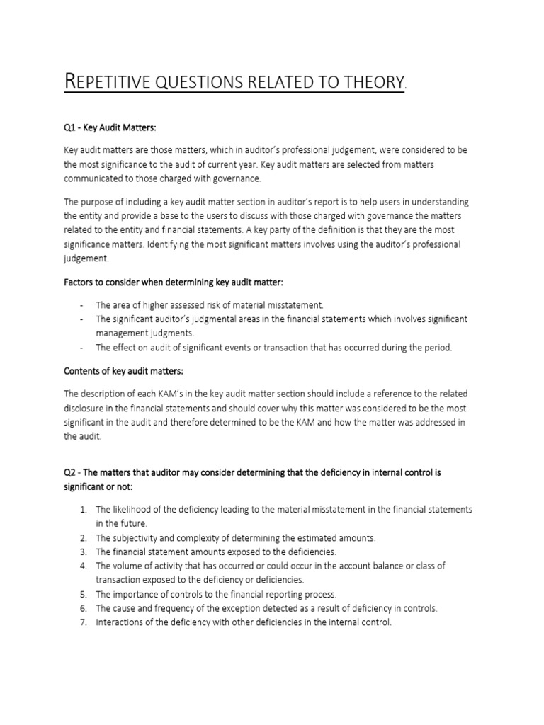 (AA) Repetitive Questions Related To Theory | PDF