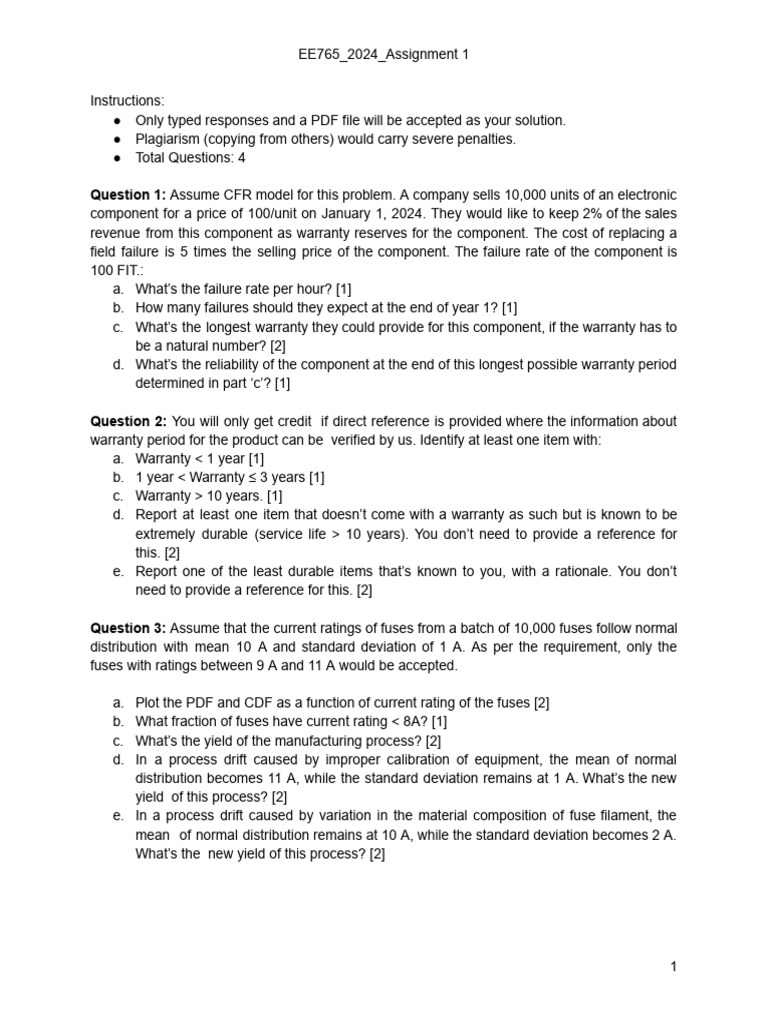 Assignment 1 - Ee765 - 2024 | PDF