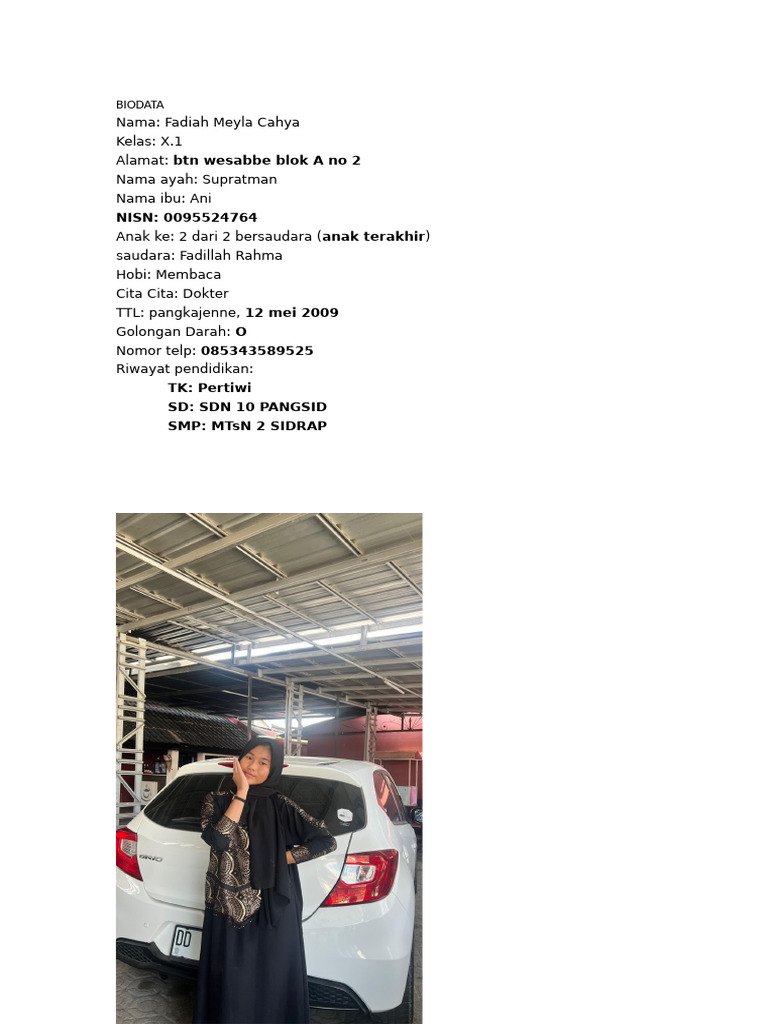 Biodata Fadiah Meyla C. | PDF