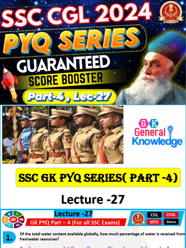 Lecture - 27 (SSC GK Pyq Part - 4) | PDF