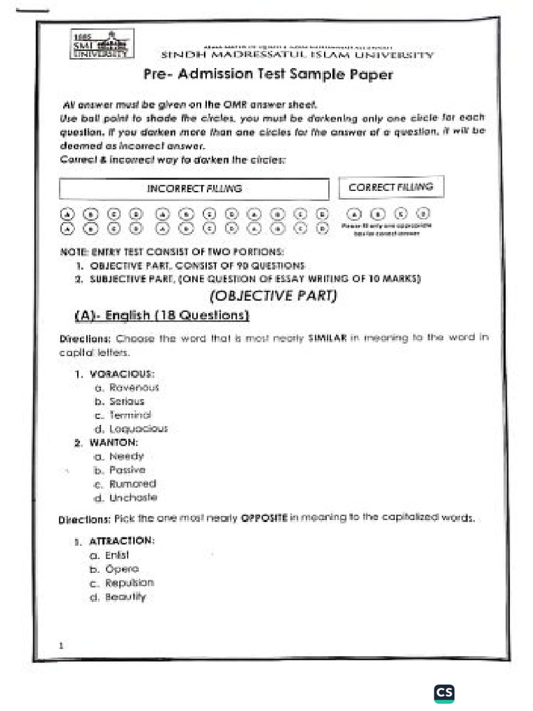 SMIU Entry Test Material by Abdul Basit Younus | PDF
