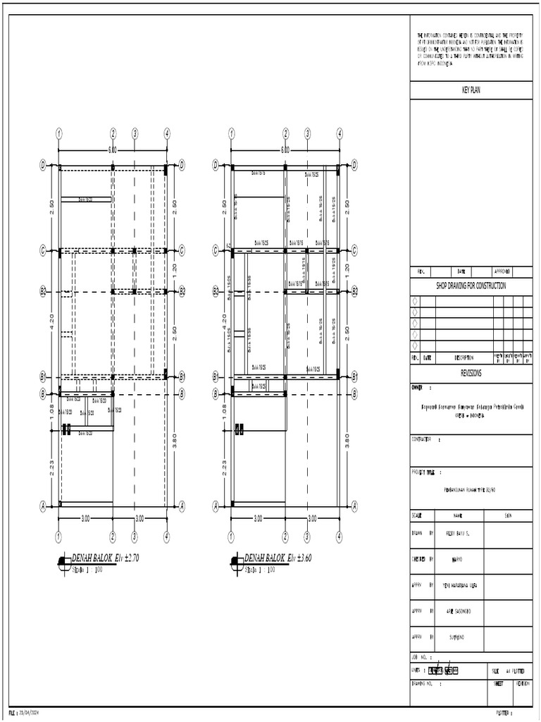 Denah Balok Elv 2.70 Denah Balok Elv 3.60: Key Plan | PDF