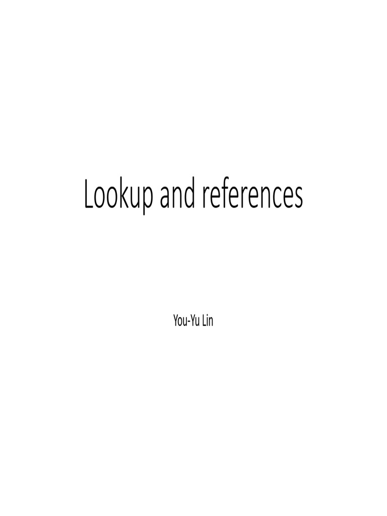 Lookup References Excel | PDF