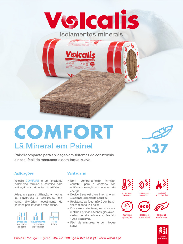 Ficha Técnica - Lã Mineral Painel Não Revestido Volcalis COMFORT | PDF