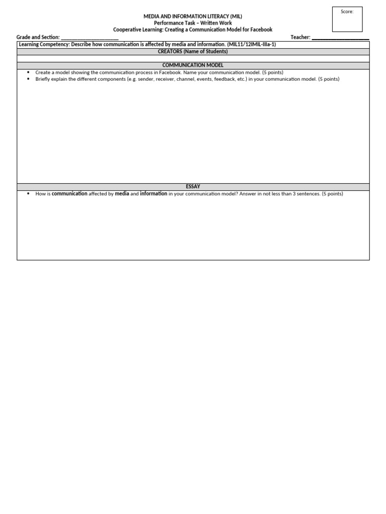 Day 4_Activity 4_Communication Model Worksheet | PDF