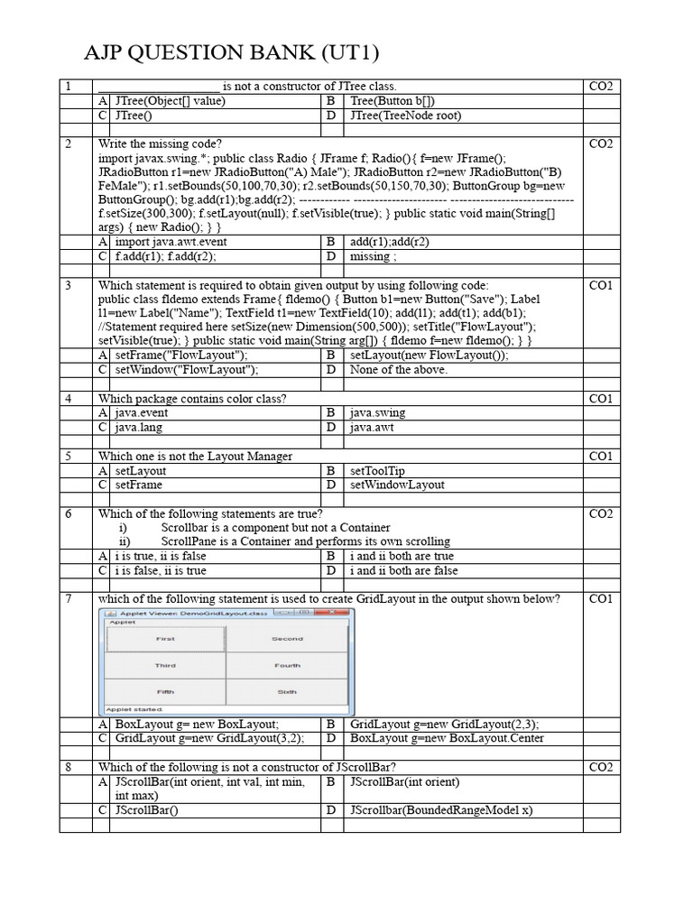 Ajp Ut1 QB | PDF | Computer Programming | Teaching Methods & Materials