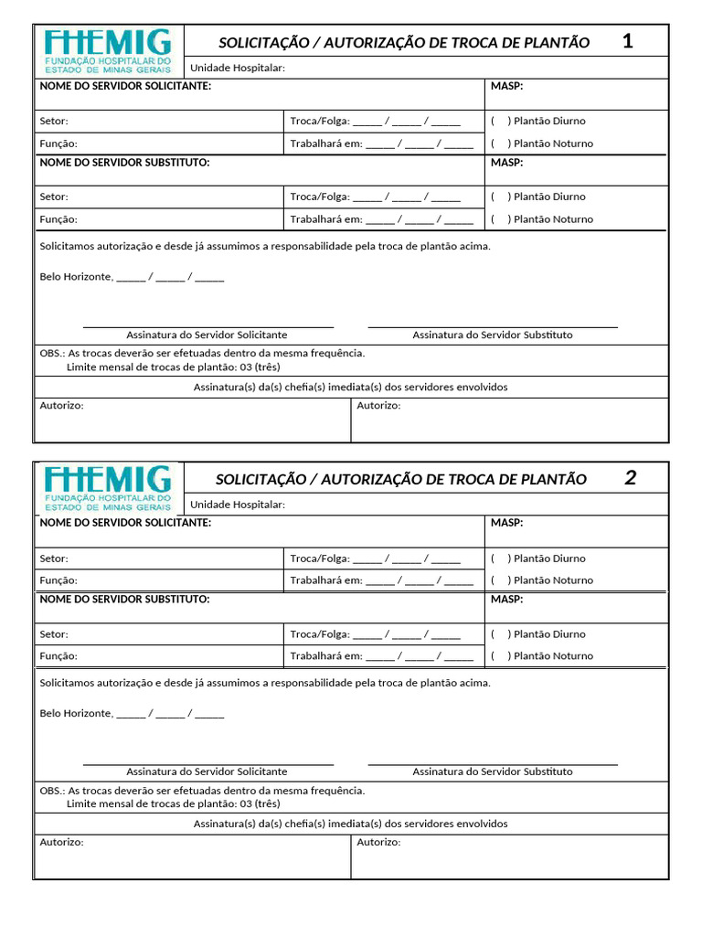 Troca de Plantão | PDF