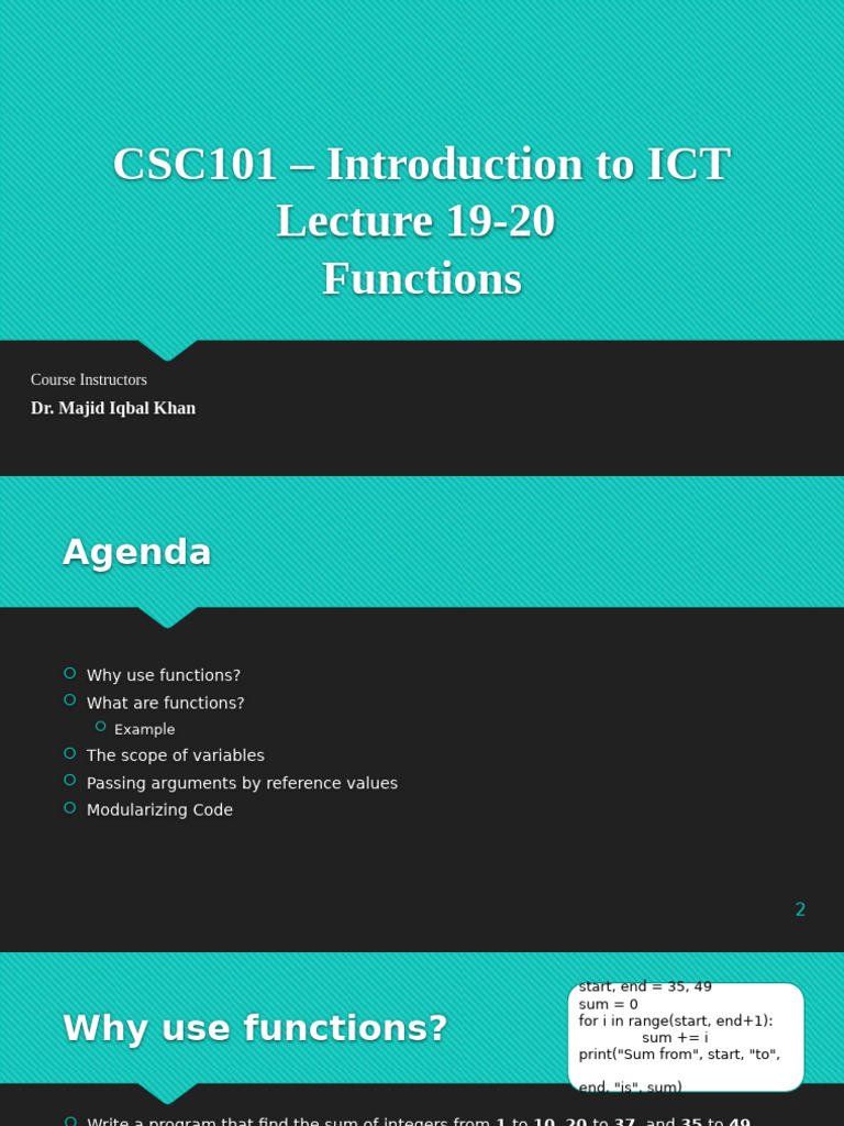 Lecture 19 and 20 Funtions | PDF