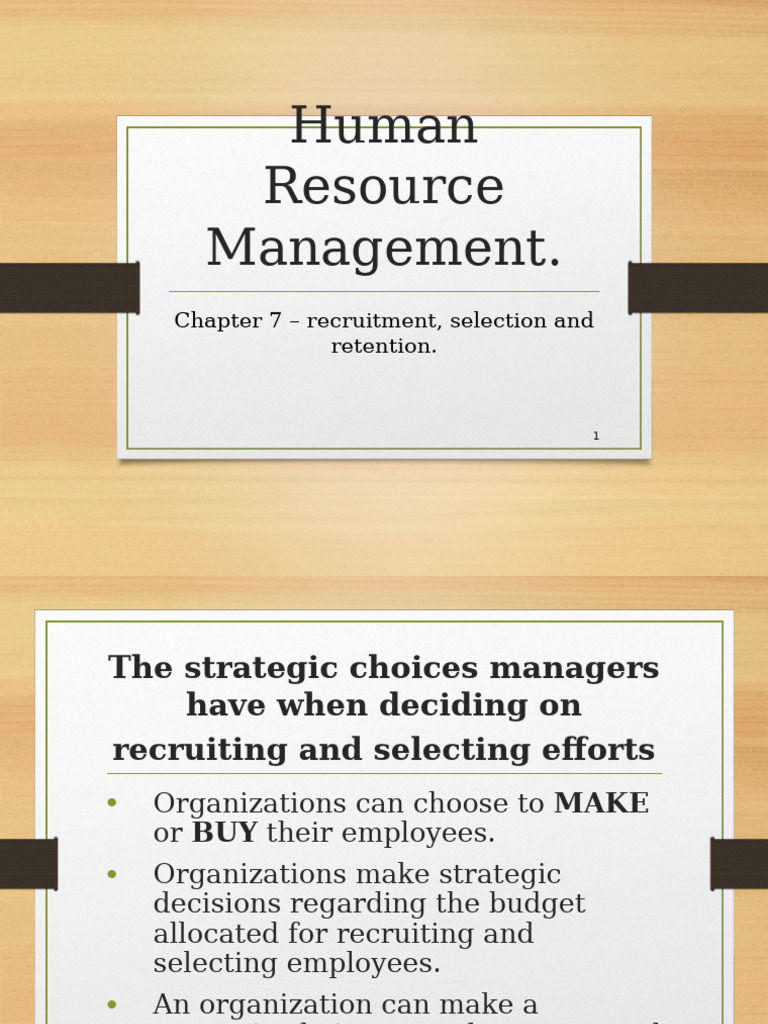 chapter 7 - recruitment, selection and retention. | PDF