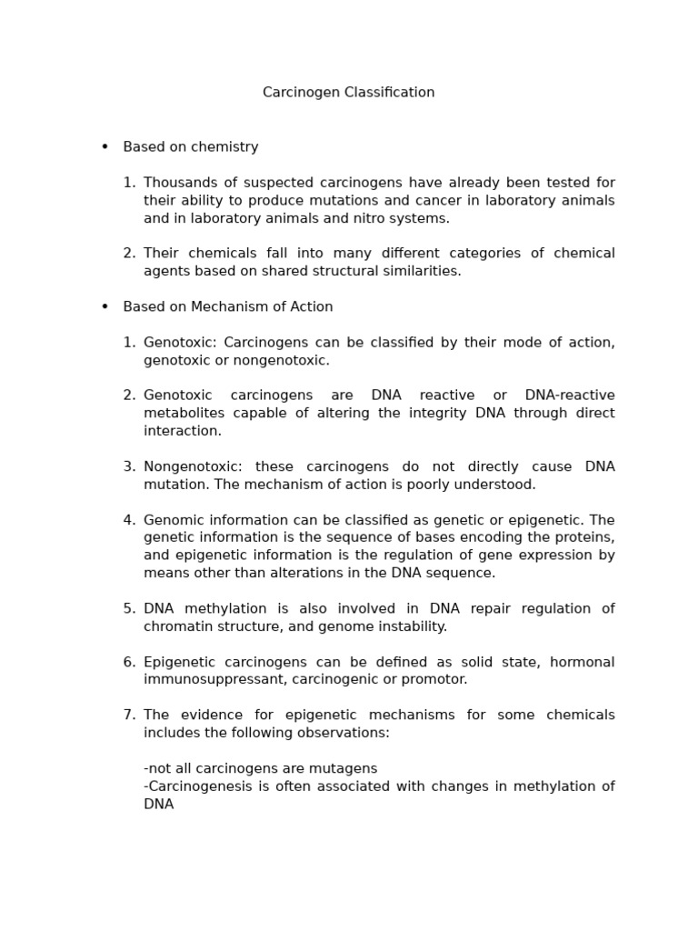 carcinogen classification | PDF