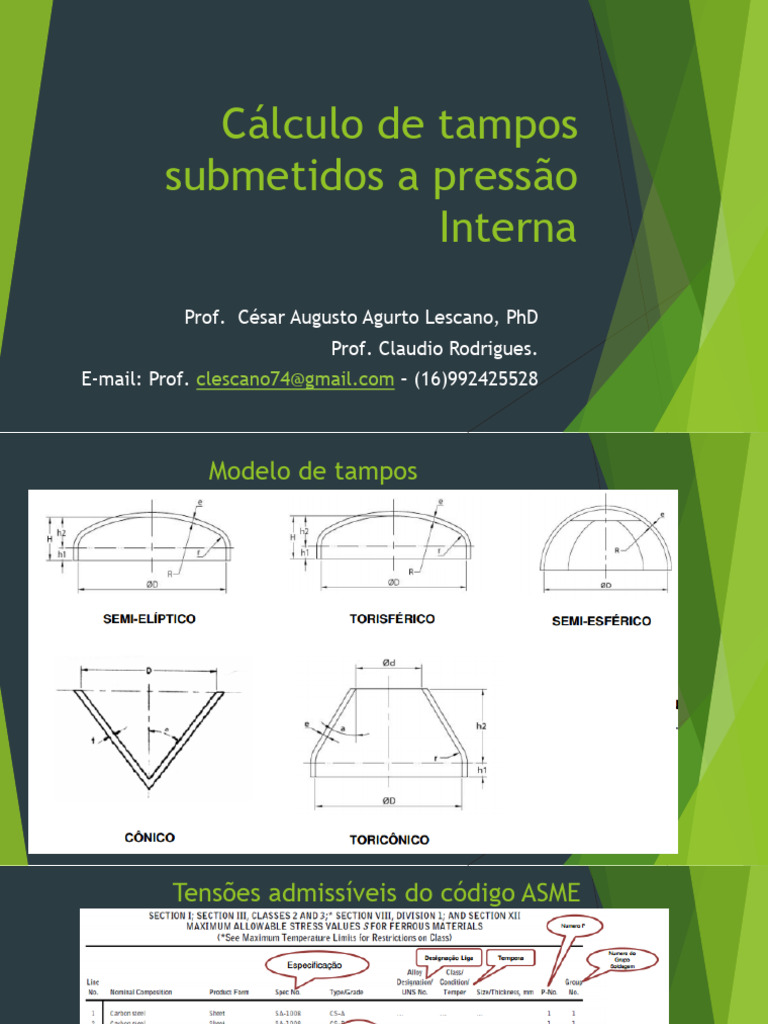 Cálculo de Tampos Submetidos A Pressão Interna | PDF