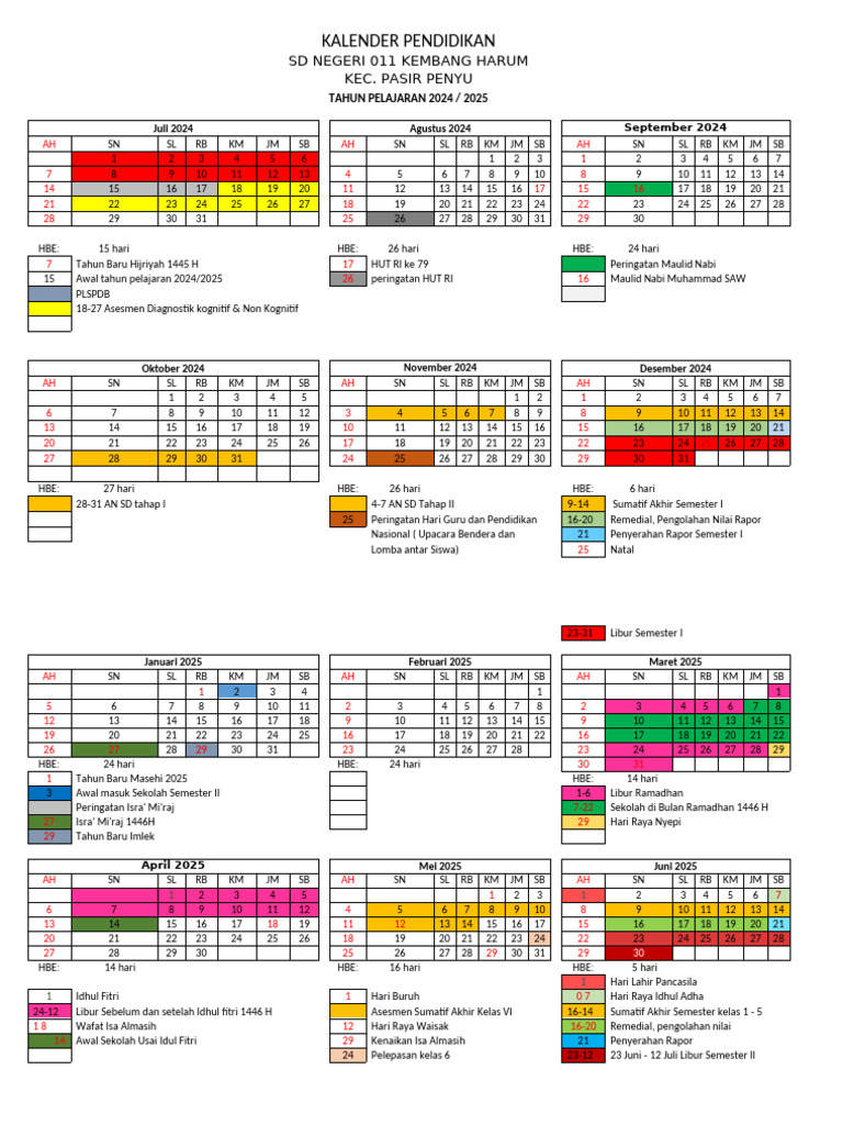 Kalender Pendidikan SDN.011 KB - Ok | PDF