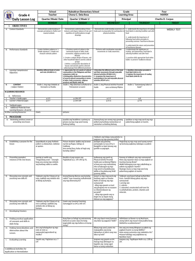 Q1 - Week 1 - MAPEH | PDF