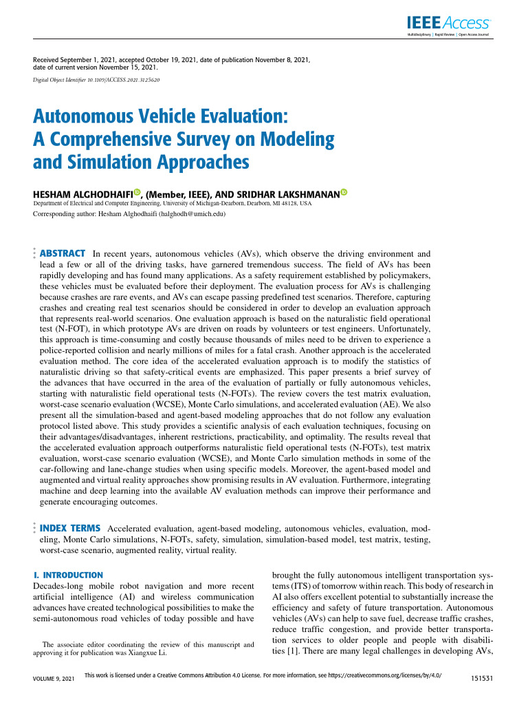 Autonomous Vehicle Evaluation A Comprehensive Survey On Modeling and ...