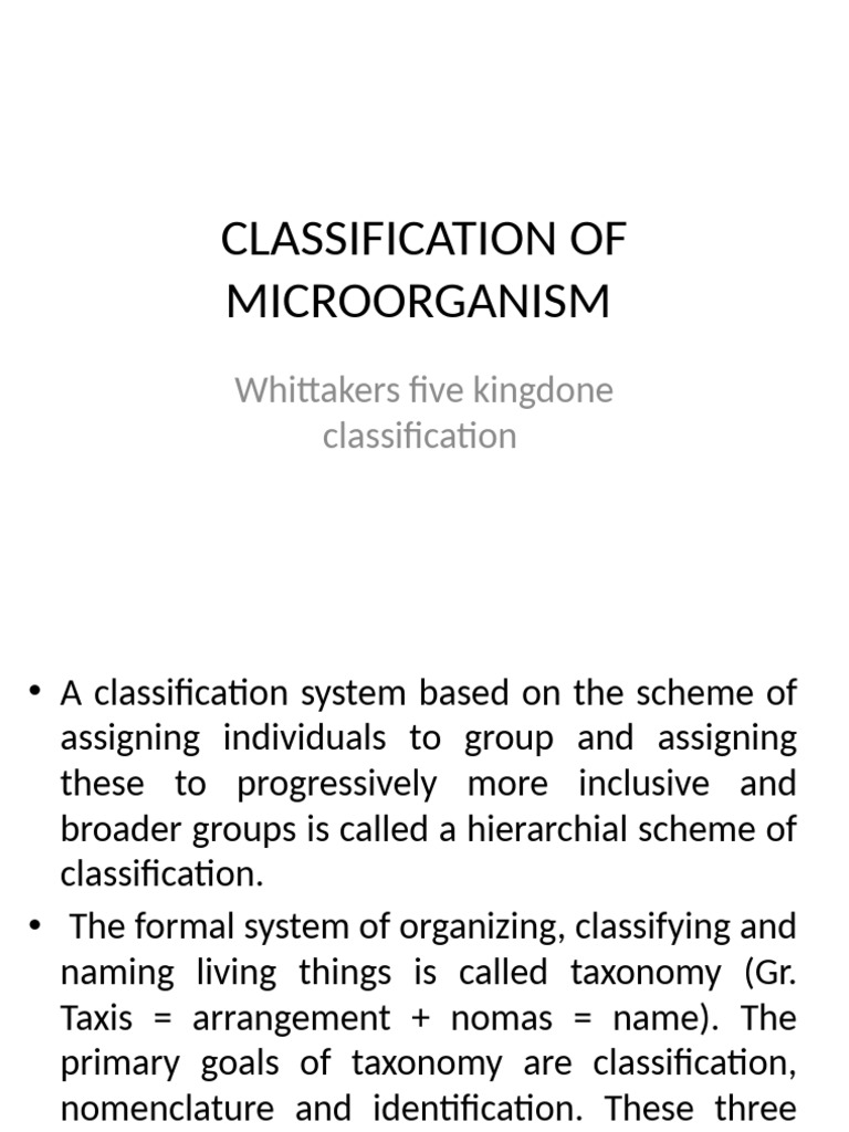 Classification of Microorganism | PDF