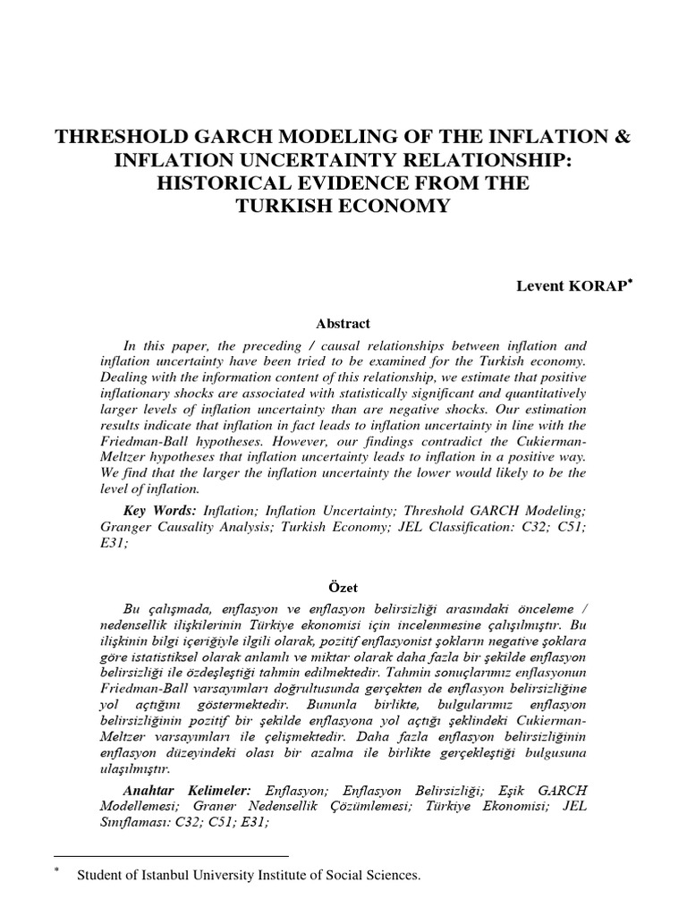 Threshold Garch Modeling of The Inflatio | PDF | Inflation | Regression Analysis