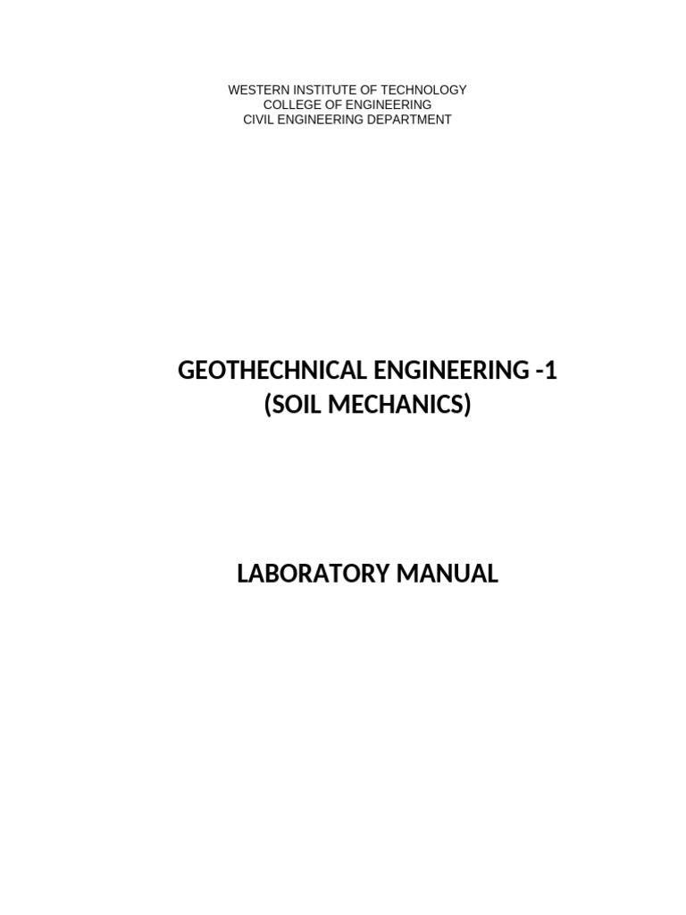 Soil Mechanics Laboratory Manual | PDF