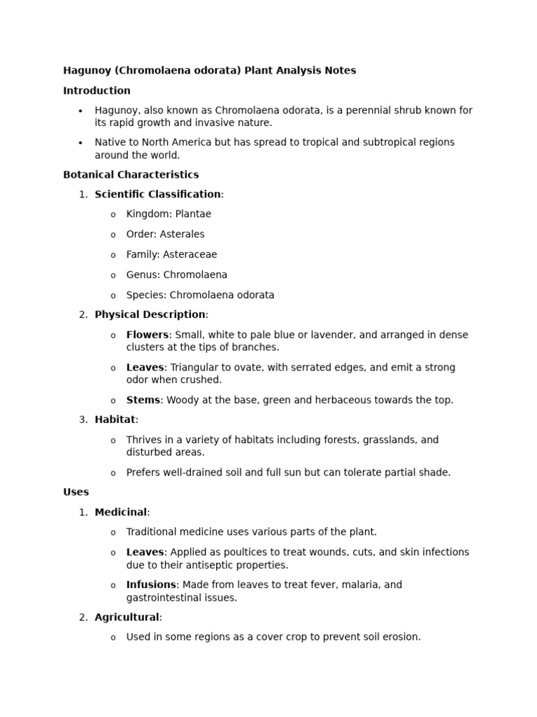 Hagunoy Plant Analysis Notes | PDF