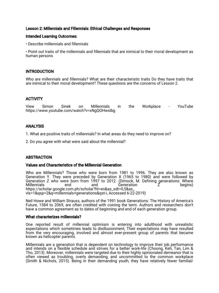 Millennials and Fillenials | PDF