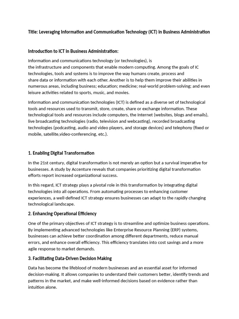 Assignment For ICT in Business Administration (Final 2) | PDF