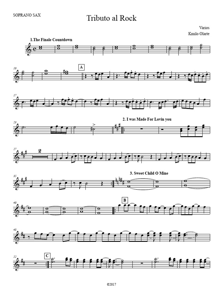 Tributo Al Rock - Soprano Sax | PDF