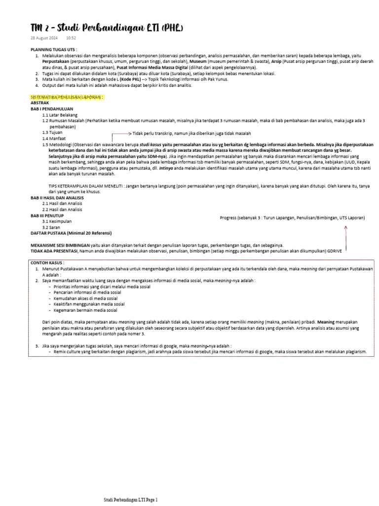 TM 2 - Planning Tugas Perbandingan Lembaga Informasi (PHL) | PDF