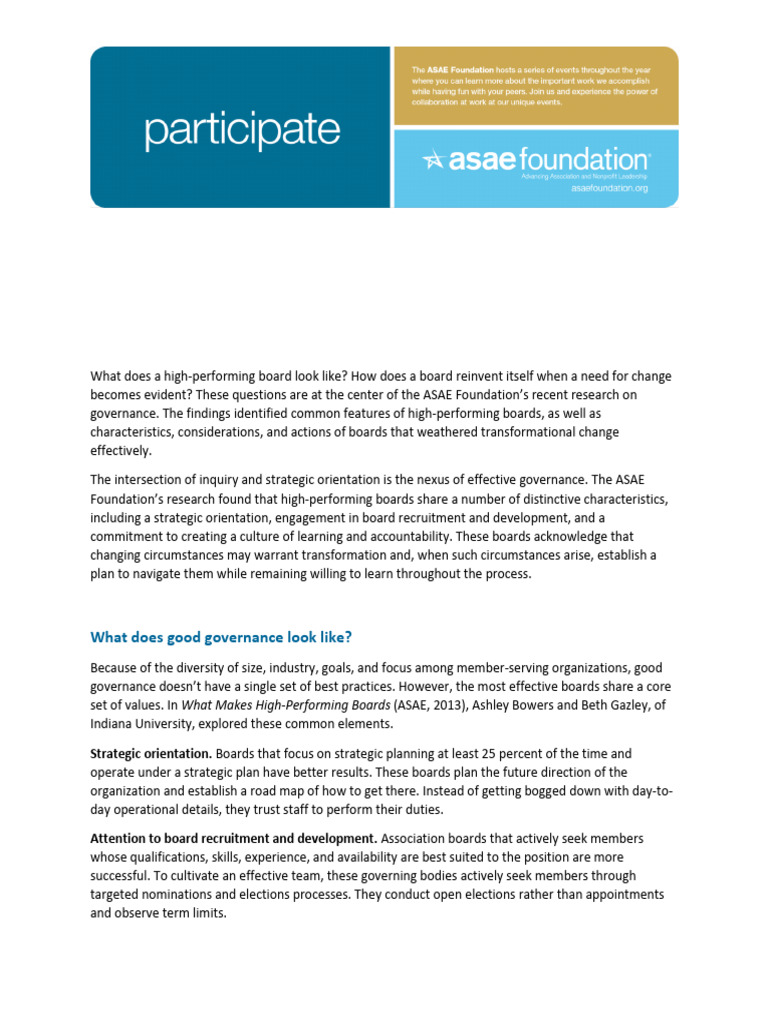 ASAE Effective Governance Practices | PDF