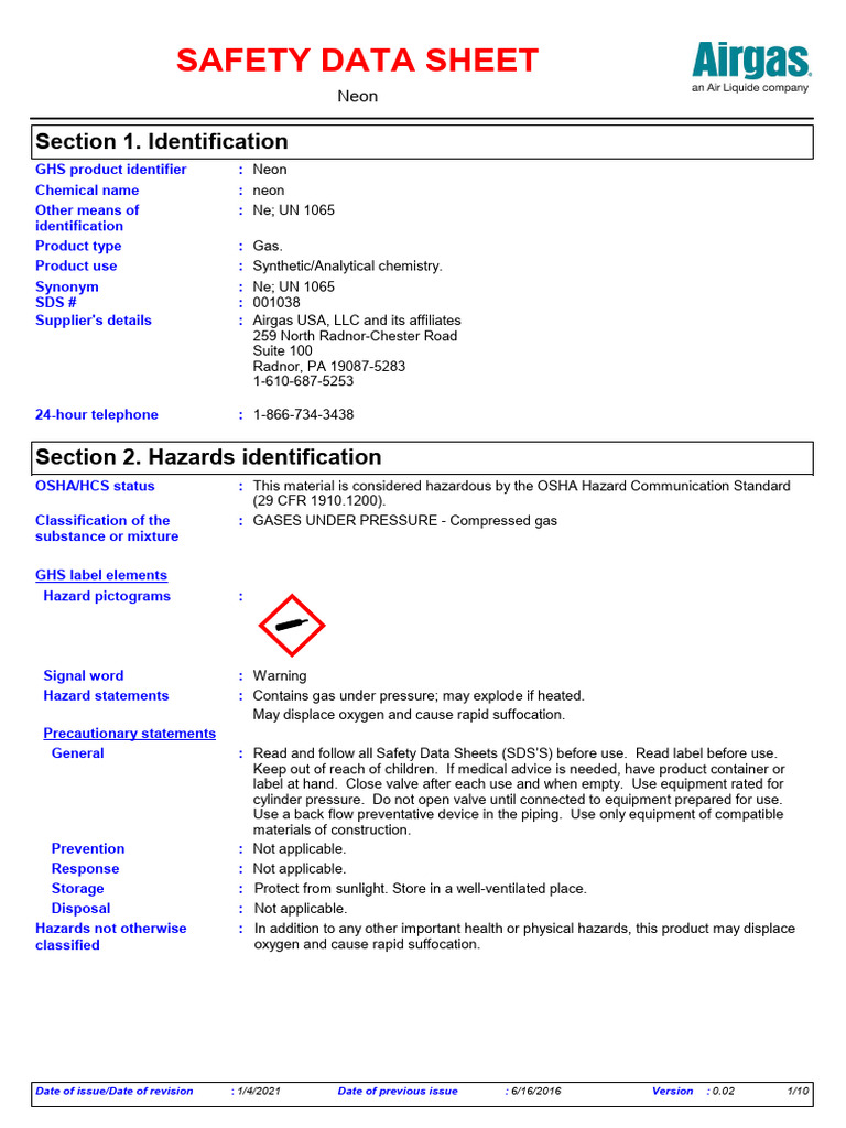 Neone Msds | PDF