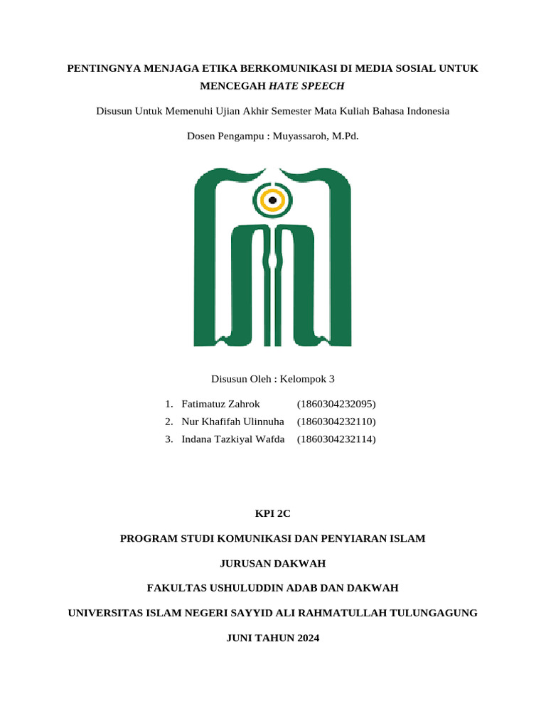 Kelompok 3 - Bahasa Indonesia (KPI 2C) | PDF