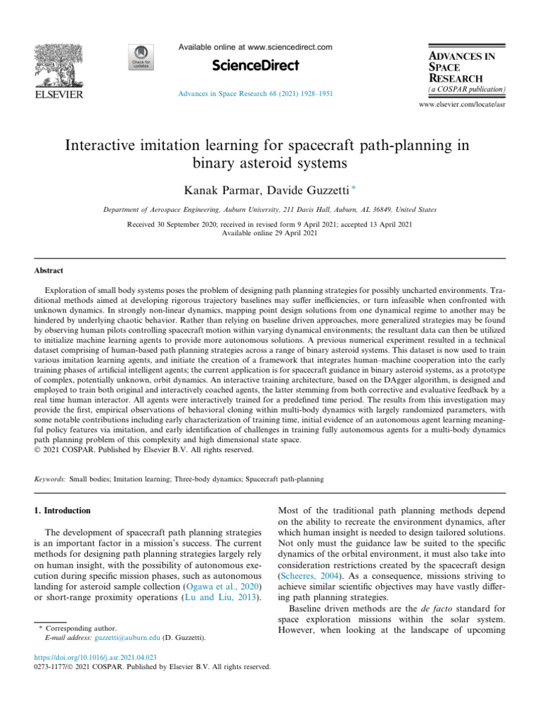 A9 Interactive Imitation Learning For Spacecraft Path-Planning in | PDF