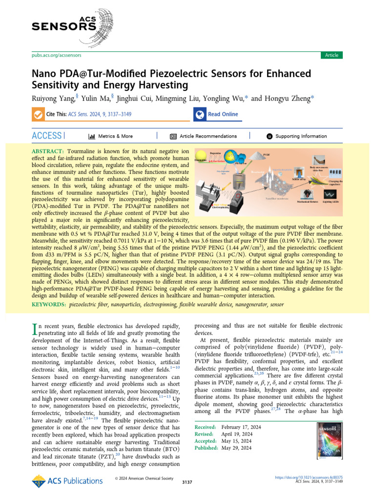 Yang Et Al 2024 Nano Pda Tur Modified Piezoelectric Sensors For ...