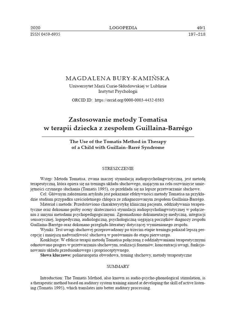 197 218 Bury Kaminska LOGOPEDIA 49 1 2020 | PDF