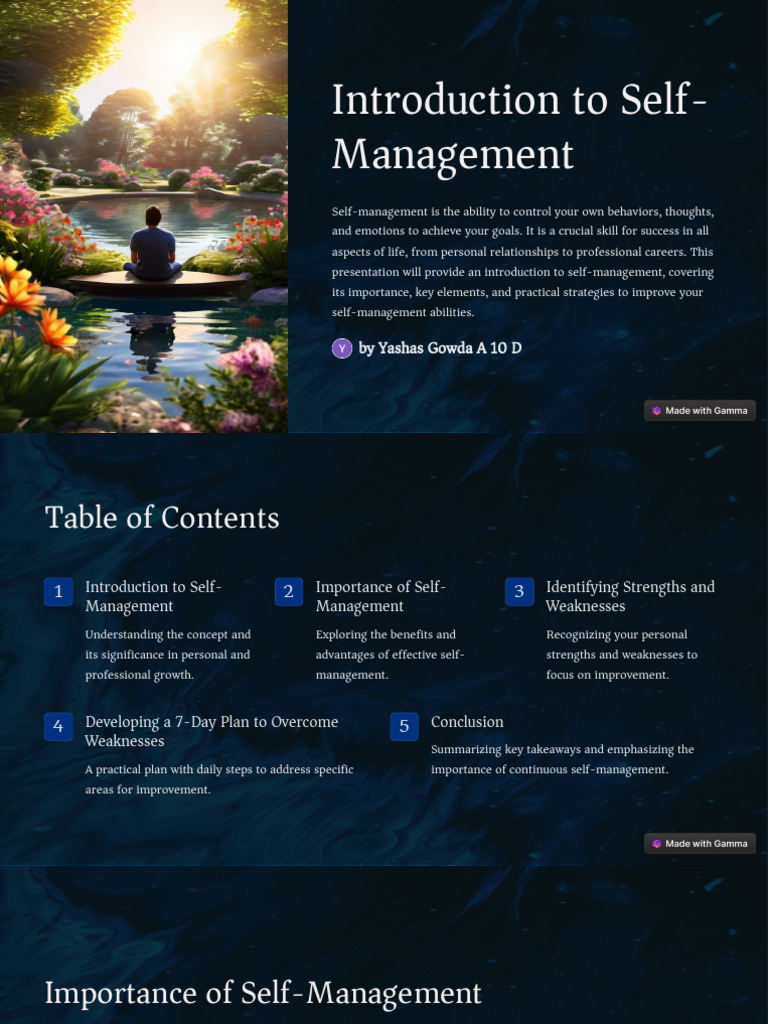 Introduction to Self Management (1) | PDF