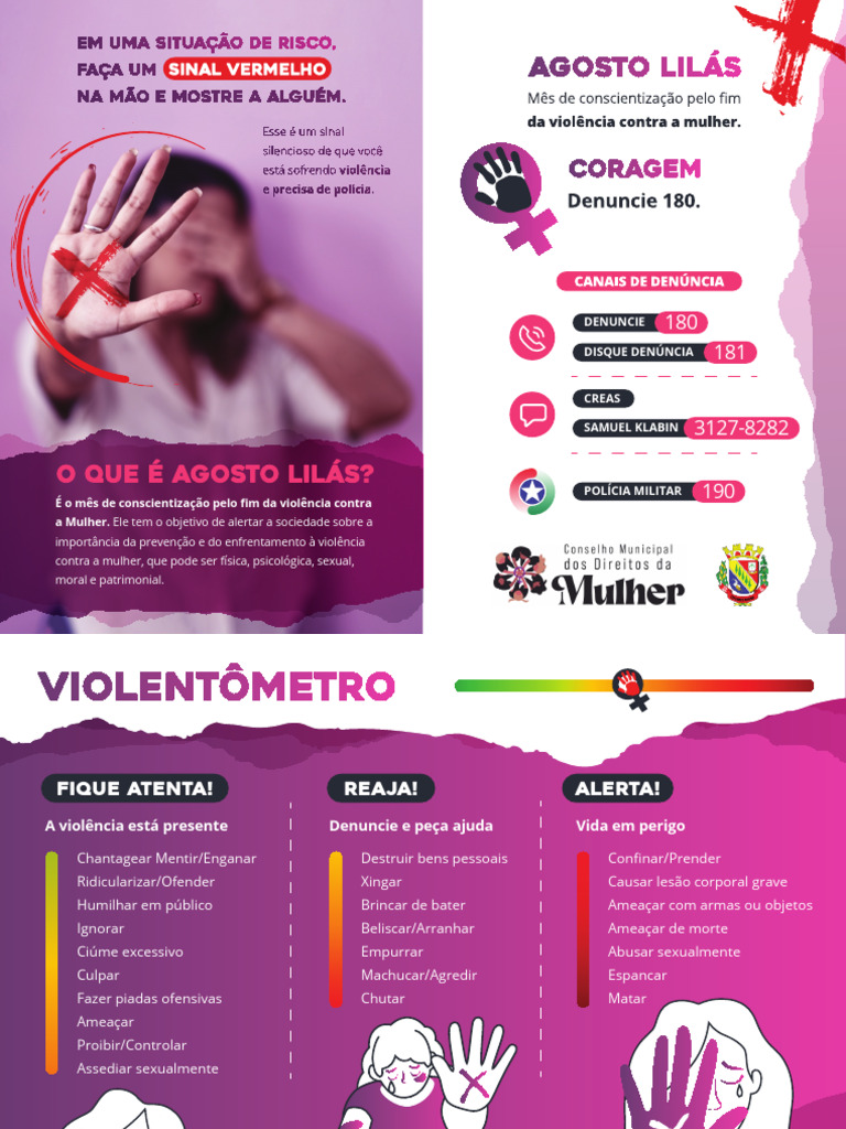 Agosto Lilás - modelo panfleto | PDF