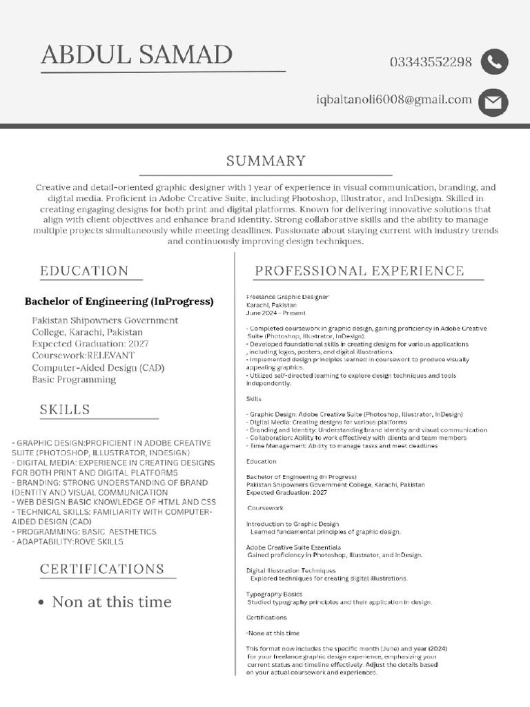 Gray and White Simple Clean Resume - 20240620 - 093059 - 0000 | PDF