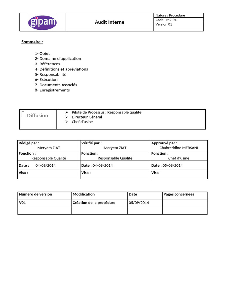 Procédure Audit Interne M2-P42 | PDF