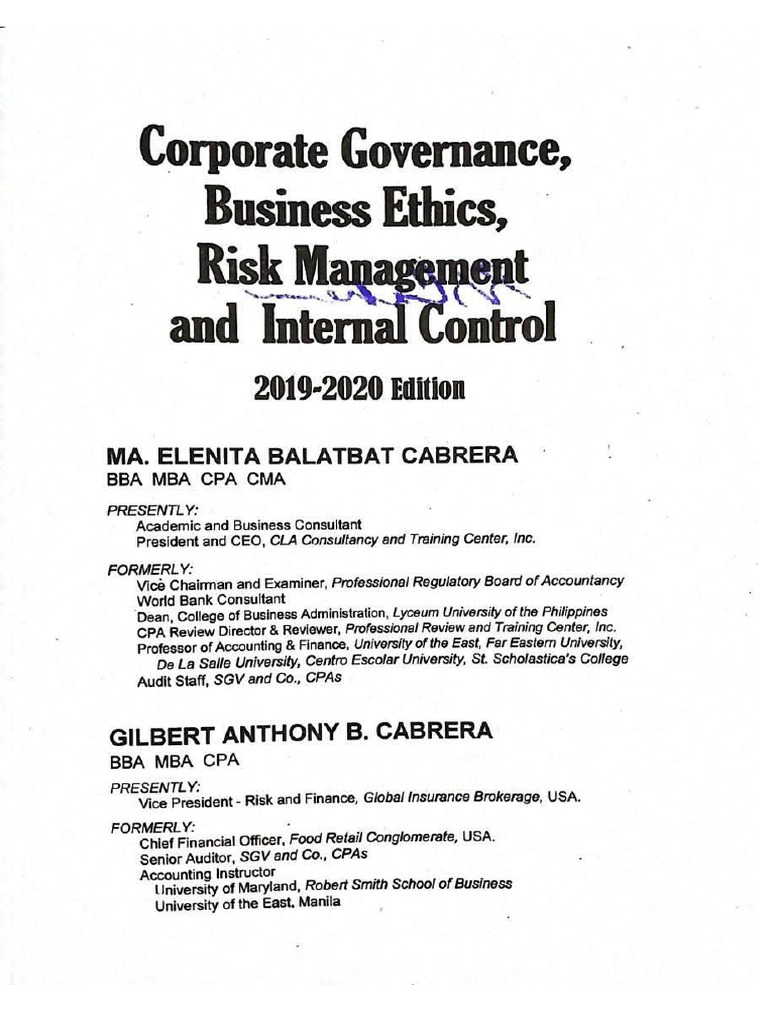 Corporate Governance Business Ethics Risk Management and Internal ...