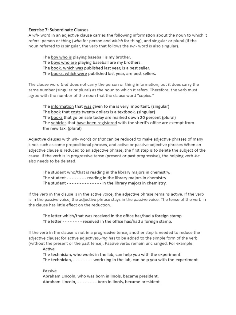 Adjective Clause - Subordinate Clause | PDF