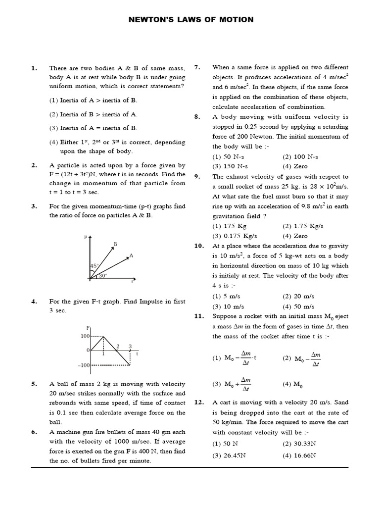 RACE-PHYSICS Laws of Motion | PDF